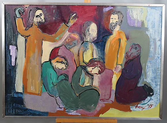 IMRE ANTONYI. Oil on Board, Biblical motif, signed Antonyi. Art ...