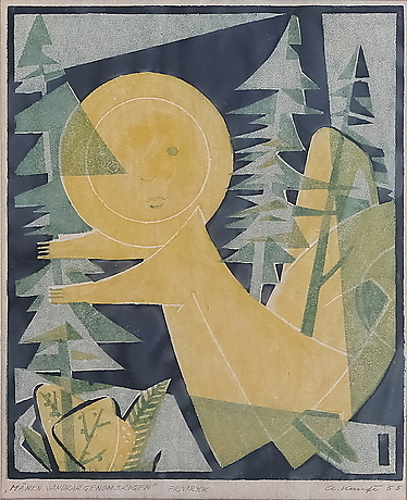 ALFRED KUNFT. Lithography, TEST PRINT, signed and dated 1955. Art ...