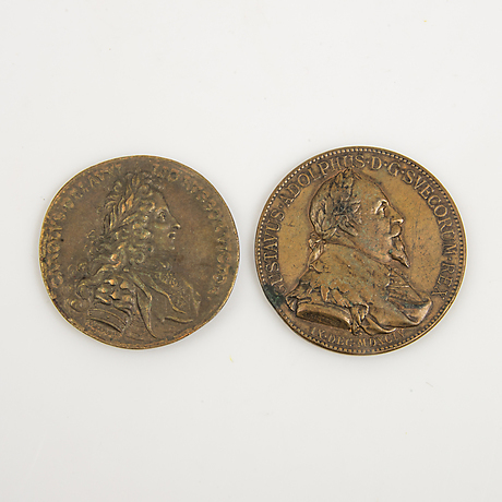 MEDALS, 2 pieces, copper. Coins, Medals & Stamps - Coins - Auctionet