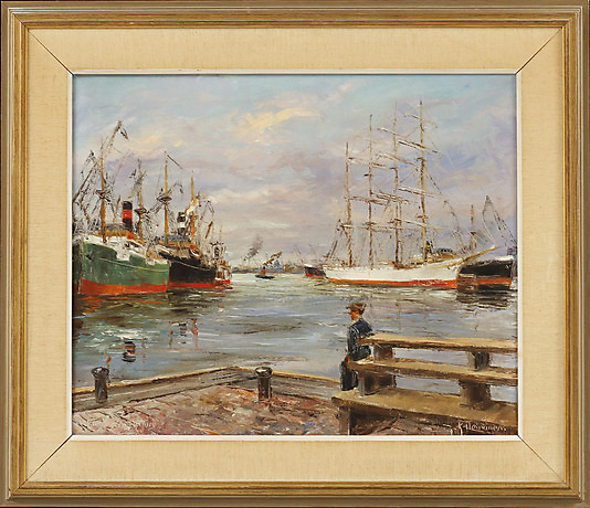 KURT ERIK HEINONEN. "Viking" Gothenburg, oil on canvas signed. Art ...