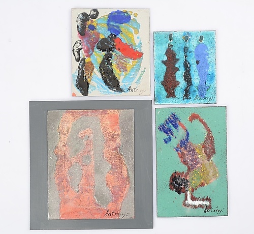 IMRE ANTONYI. Enamel paintings, 4 pcs. Art - Paintings - Auctionet