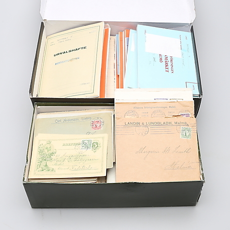 THE STAMPS, A Collection in two shoe boxes, one with Swedish letters ...