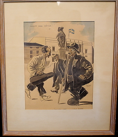 ERIC AXEL LISS SIDÉN. tusch, Kalle Glader " Skepp som mötas ". Konst ...