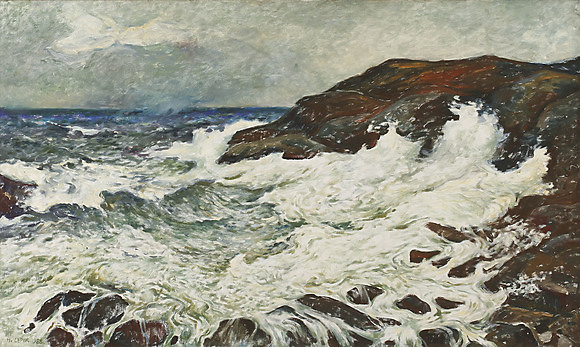 HUGO LEPIK. Burns on the coast. Oil on canvas, signed and dated 1988 ...