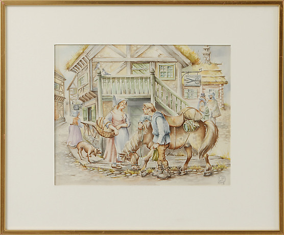 LARS CARLSSON. Figure scene, watercolour, signed and dated 1953. Art ...