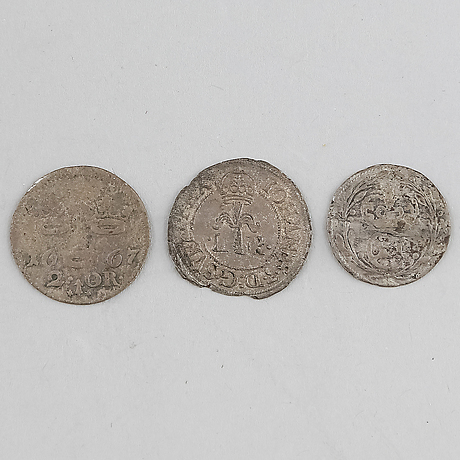 SILVER COIN, 3 pcs, 1579, 1666 and 1667, Sweden. Coins, Medals & Stamps ...