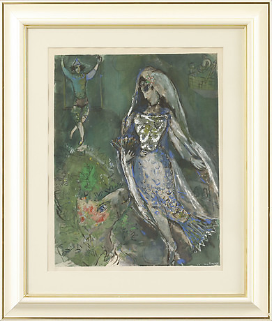 MARC CHAGALL. After. Composition with figures, color lithograph, signed ...