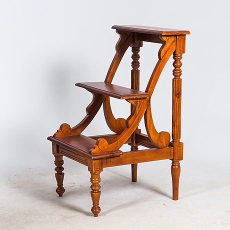 LIBRARY LADDER, Victorian Style, Mahogany Stained, Contemporary ...