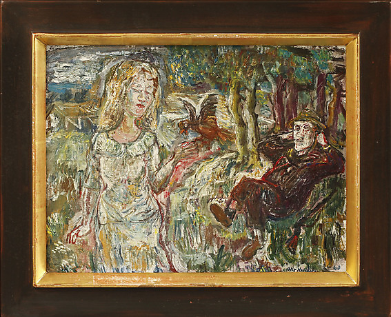 OLLE NORDBERG. "Hunter girl", oil on Board, signed. Art - Paintings ...