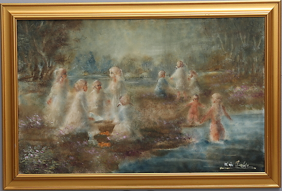 WALTER DU HALDE, THE FIGURE SCENE BY THE WATERFALL. Art - Paintings ...