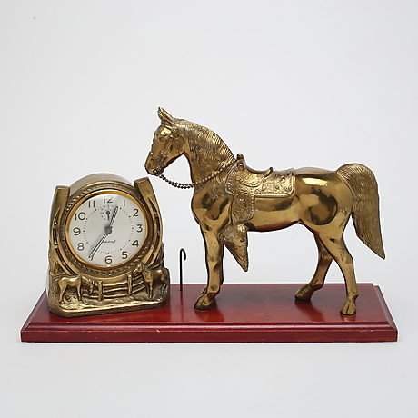 TABLE CLOCK with horse, brass, Metalcraft, Made in Canada. Clocks ...