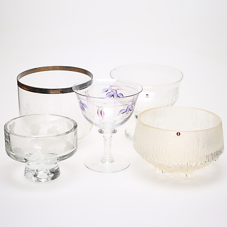 GLASS BOWS, 5 pcs, Bl. a. Pukeberg, Ittala, Tomas glass. Glass - Other ...