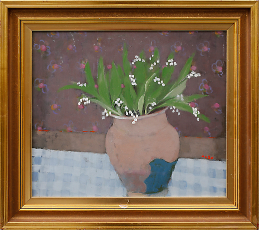 ANDERS LINDGREN. "Early summer night", oil on Board, monogram signed ...