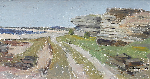 SVEN PERSSON. "Raukar Gillberga Öland", oil on Board, signed, dated -66 ...