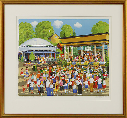 BERT HÅGE HÄVERÖ. "Gröna Lund 2000", color lithograph, signed and ...