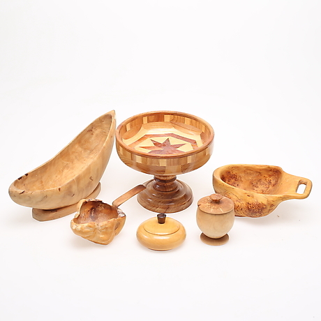 WOODEN ART, six different objects. Art - Sculptures & Bronzes - Auctionet