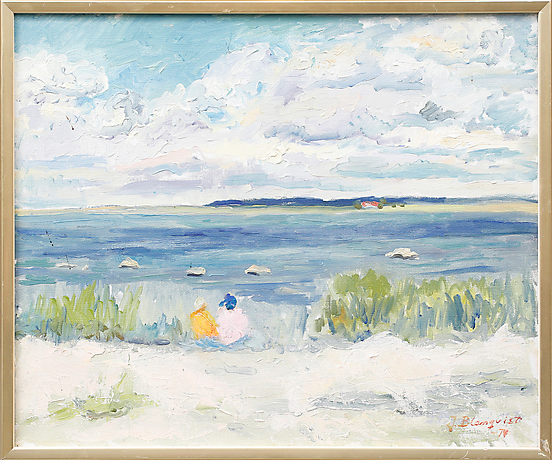 INGE BLOMQVIST, oil on canvas, beach scene, signed I. Blomqvist. Art ...