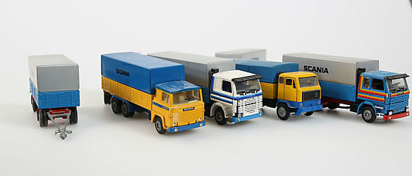 MODEL TRUCKS AND TRAILERS, 7 parts, metal and plastic, Tekno, second ...