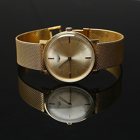 LONGINES, wristwatch, manual, case and bracelet 18K gold, Swiss ...