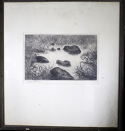 CARL ARNE LUNDELL. Copper engraving, Otters, signed/dated 40. Art ...