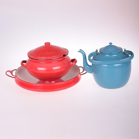 ENAMEL OBJECTS, 3 parts, IHQ Denmark and OLOFSTRÖM. Silver & Metals ...