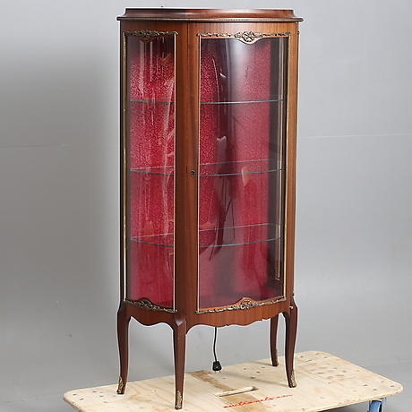 GLASS CABINET, intarsia work, and bronze arched glass. Alsterbro ...
