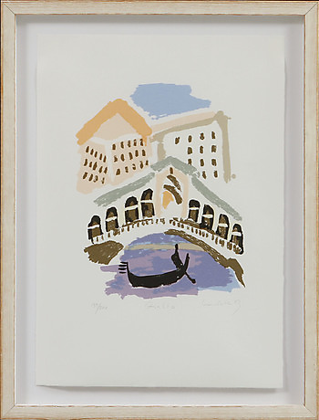ULF LUNDELL. "Rialto", färglitografi, sign o numr 139/200. Konst ...