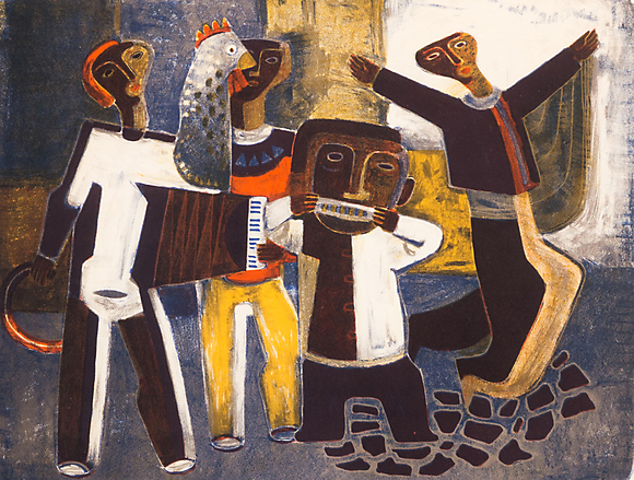 NILS WENDEL. Masker, färglitografi, signerad Wendel. Konst - Grafik ...