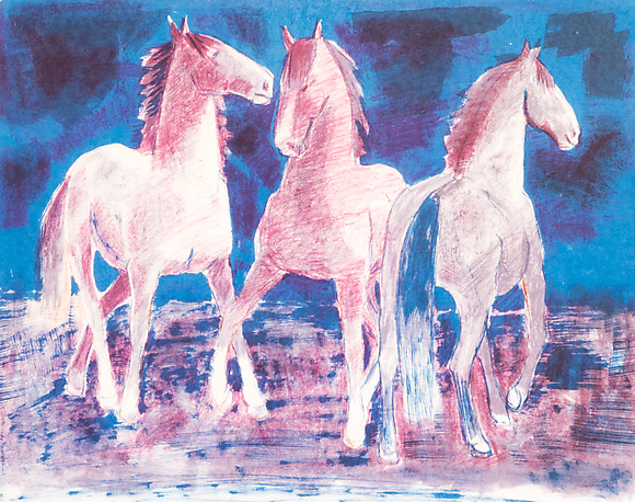 ANDERS A. JÖNSSON. Hevoset, värilitografia, signeerattu. Taide ...