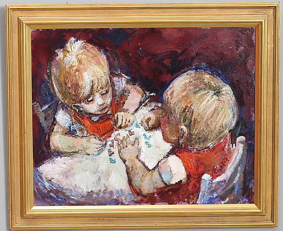 BERTIL WAHLBERG. Portrait of child oil on canvas. signed Walberg. Erik ...