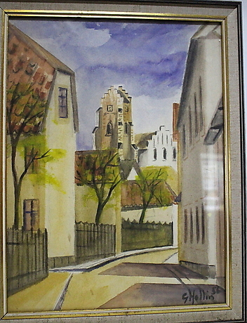 GÖRAN HALLIN. watercolour, street view, signed G Hallin, dated 56. Art ...