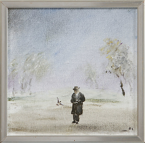 OLLE LINDGREN. Figura escena, óleo sobre Tabla, firmada OL. Arte ...