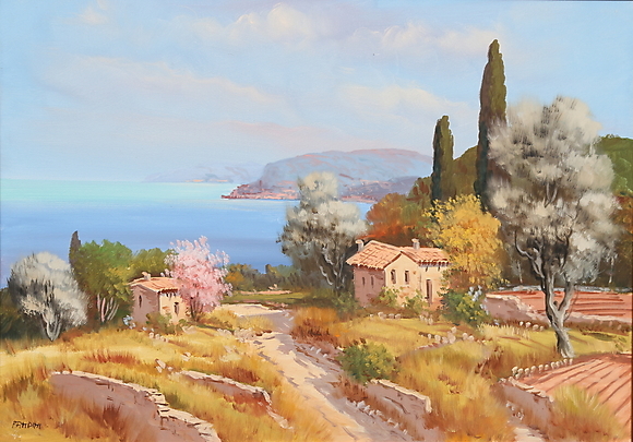 BANDINI. "Landscape". Oil on canvas, signed. Art - Paintings - Auctionet