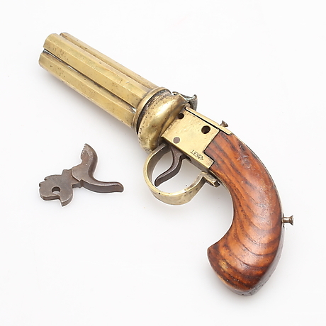 BUCKLE PISTOL brass, 4-barrel, signed J. Eng. Weapons & Militaria ...
