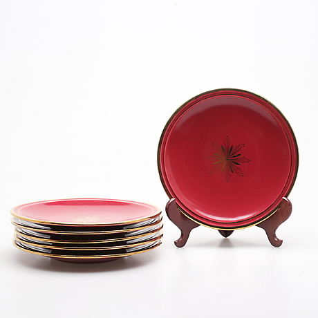 ARTUR PERCY. PLATES, 6 pcs, Red Ruby, Gefle. Ceramics & Porcelain ...