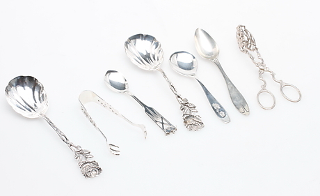 SILVER ITEMS, 7 parts, weight about 147 grams. Silver & Metals - Silver ...