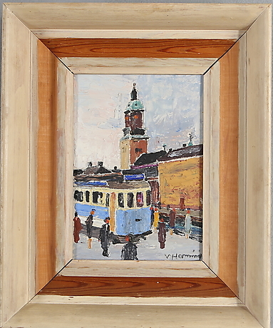 WILHELM HENNING. Göteborgsmotiv, olja på pannå, signerad. Konst ...