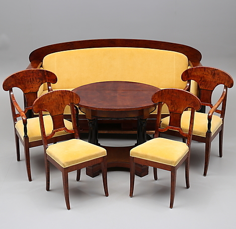 LIVING ROOM FURNITURE, 6 pieces, Karl Johan style, N. Folke Pehrsson ...