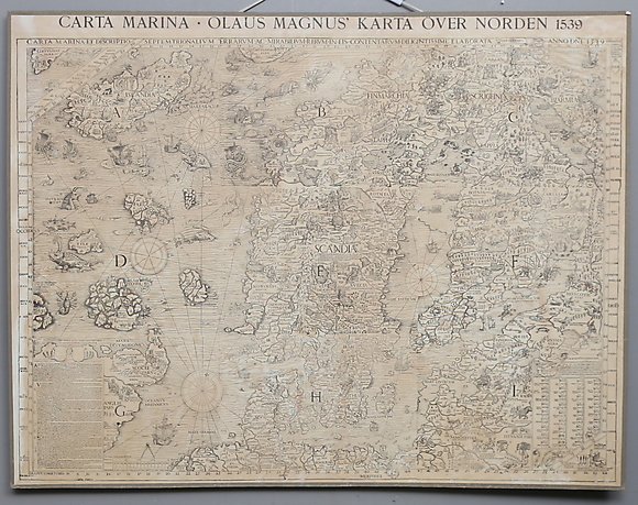 PLANSCH, Map of the Nordic region 1539, "Carta Marina", Olaus Magnus ...