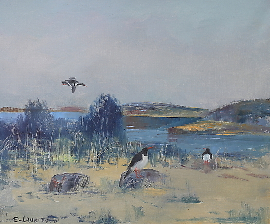 ERIC LAURITZEN. Birds by water, oil on canvas, signed. Art - Paintings ...