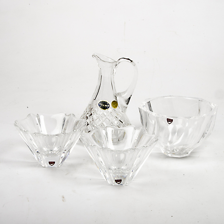 BOWL AND CARAFE, 4 parts, Orrefors and Bohemian crystal. Glass - Other ...