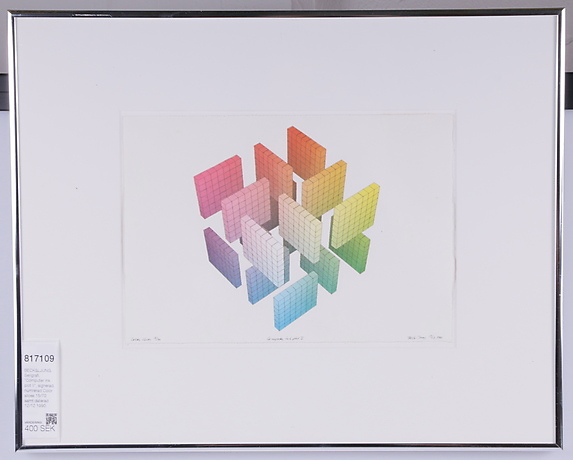 BECK&LJUNG. Serigraphy, "Computer ink plot II", signed, numbered Color ...