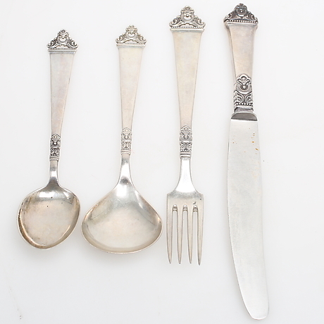 CUTLERY SET, Denmark silver, four parts. Silver & Metals - Silver ...