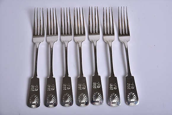 DINING FORKS 7 pcs silver "Snail model" weight 376 g. Silver & Metals ...