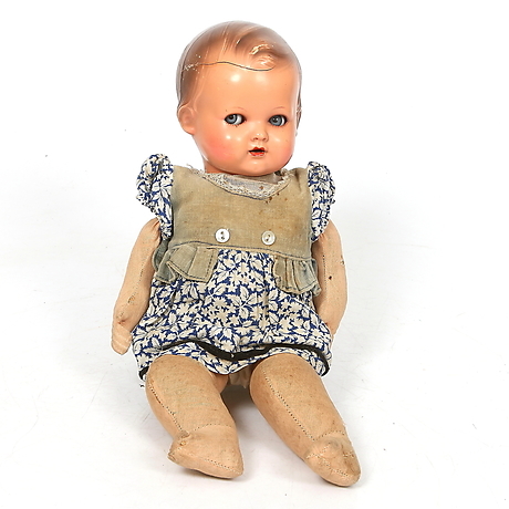 DOLL, celluloid, with shutter function, turtle marked, 20th century ...