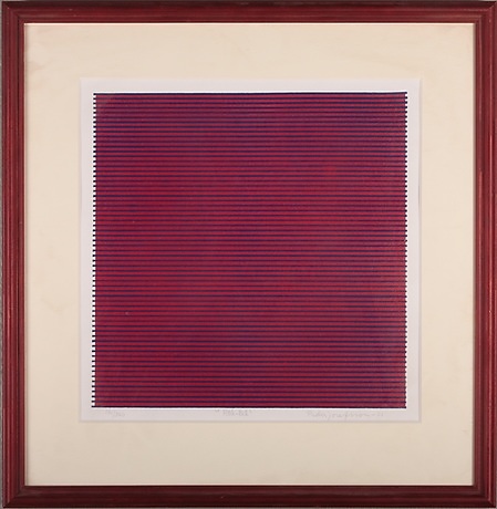 PEDER JOSEFSSON. värilitografia, "Red-Blue", signeerattu ja päivätty ...