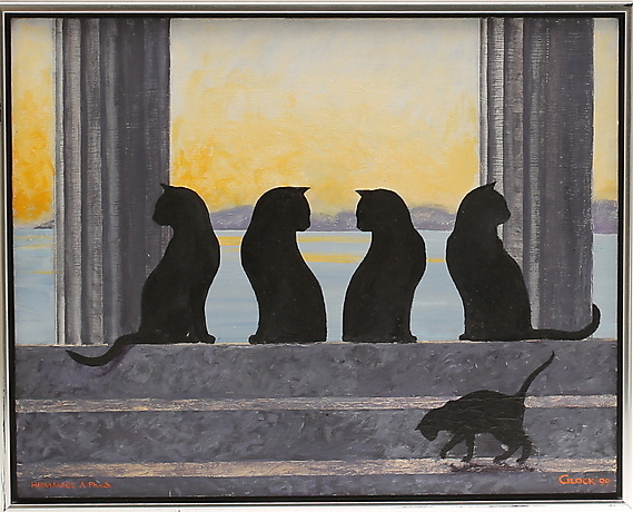 JONAS GLOCK. Oil on Board, "Three shells", Hommage à Philip von schantz, signed -99. Art ...