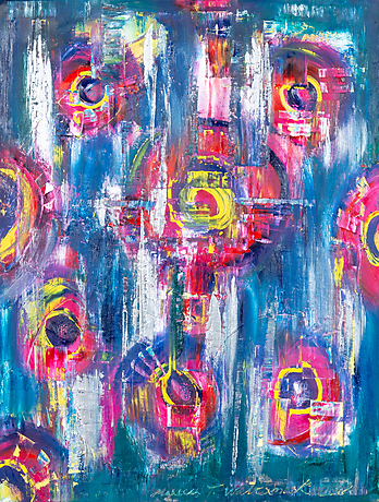 MARCUS WALTERMARK. "Robotic eyes", oil and acrylic on canvas, signed ...