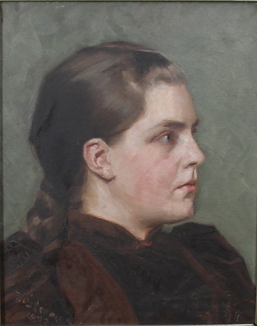 EMIL ÖSTERMAN. Olja på duk, porträtt av ung dam, signerad E. Österman ...