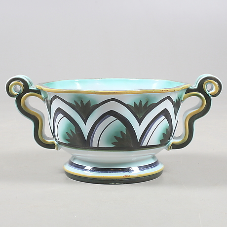 FIRE BOWL, ceramic, model Arthur Percy, painted Eugen Trost, Gefle ...